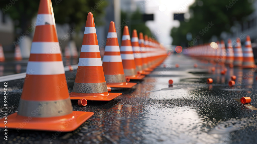 Traffic cone 3D symbols for protection and safety Stock Illustration ...