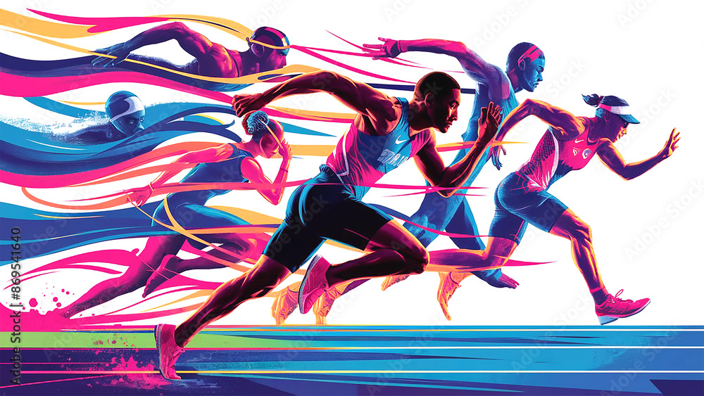 line art drawing of the Paris 2024 Olympics Stock Illustration | Adobe ...