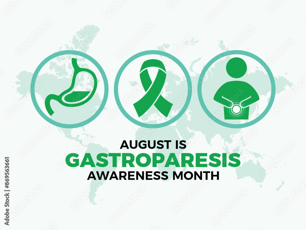 August is Gastroparesis Awareness Month poster vector illustration ...