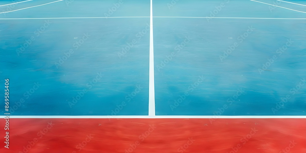 Ideal Tennis Court with Blue and Red Lines for Sporting Events. Concept ...