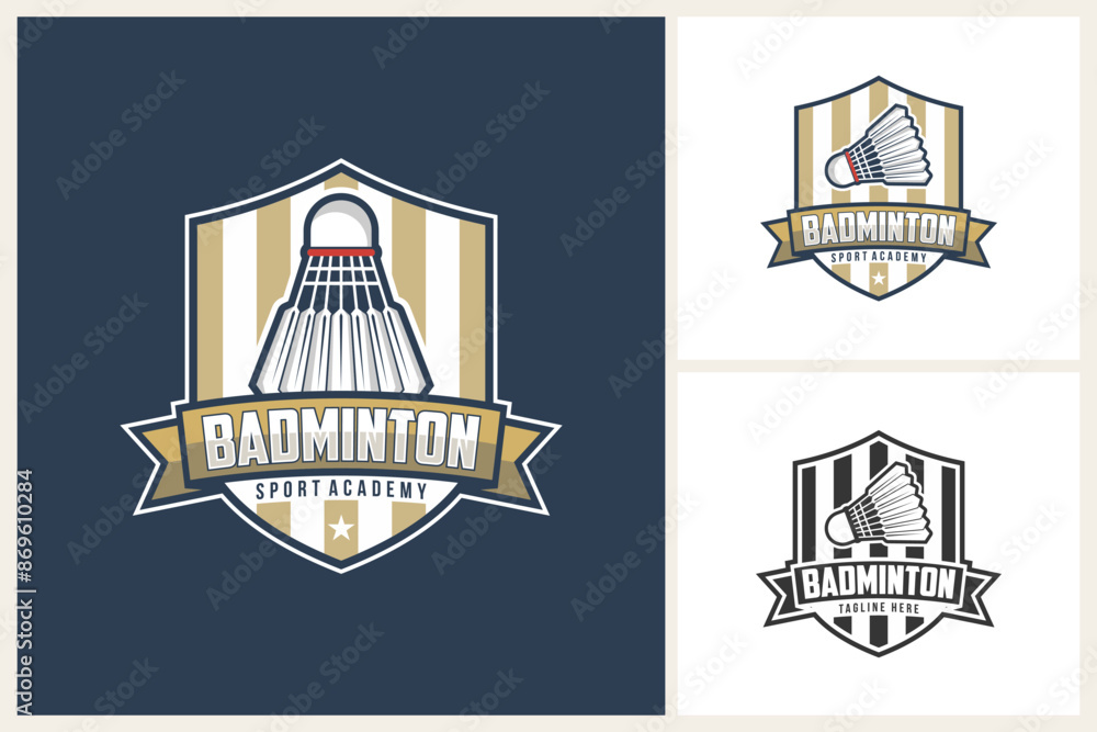 Badminton logo template emblem style. badminton vector illustration ...