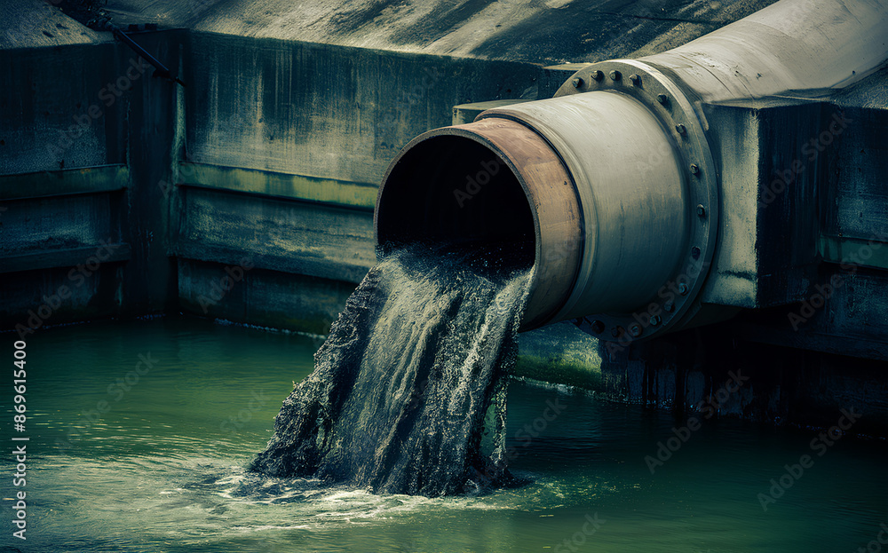 Industrial Pipe Discharging Polluted Water into River. A powerful image ...
