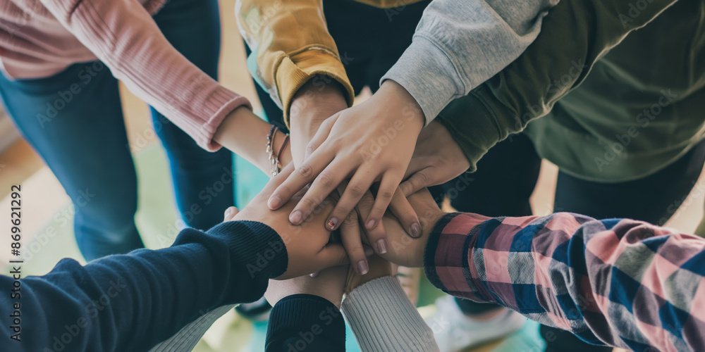 Teamwork Hands Together for Unity and Collaboration Group of Diverse ...
