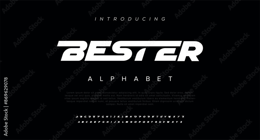 Bester , an Abstract technology futuristic alphabet font. digital space typography vector ...