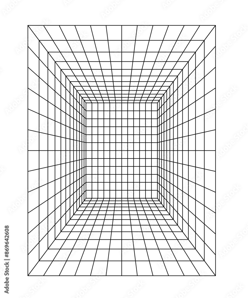 One Point Perspective Grid Vector ,One Room Perspective Grid Overlay ...