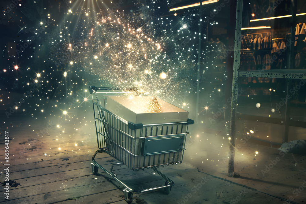 Magical Shopping Surprise: A Box Emitting Bright, Sparkling Light and ...