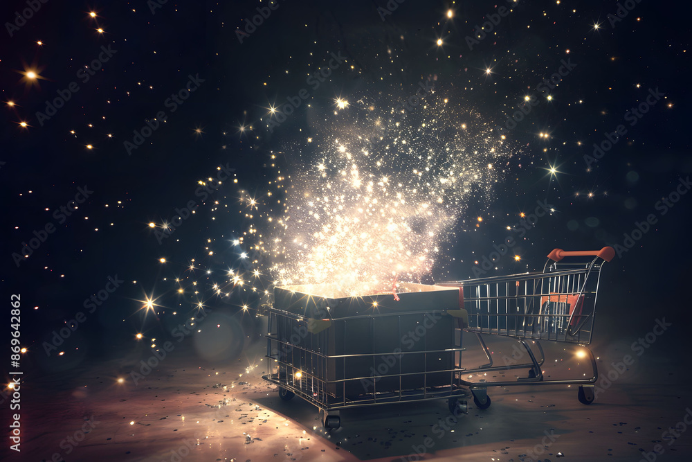 Magical Shopping Surprise: A Box Emitting Bright, Sparkling Light and ...