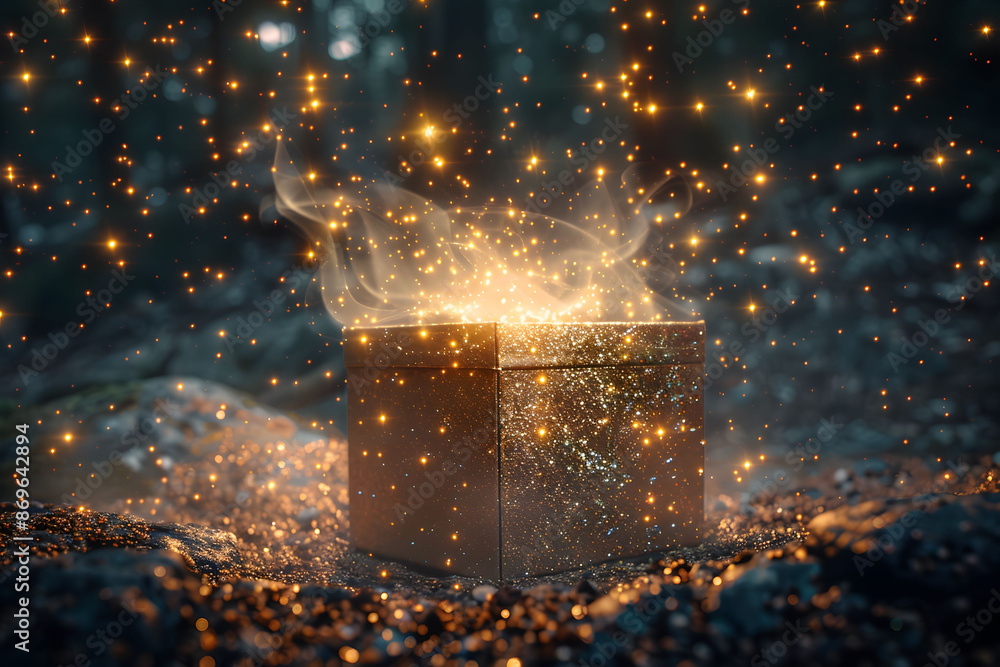 Magical Shopping Surprise: A Box Emitting Bright, Sparkling Light and ...