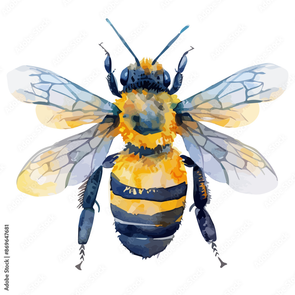 Watercolor clipart vector of a Bee, isolated on a white background, Bee ...