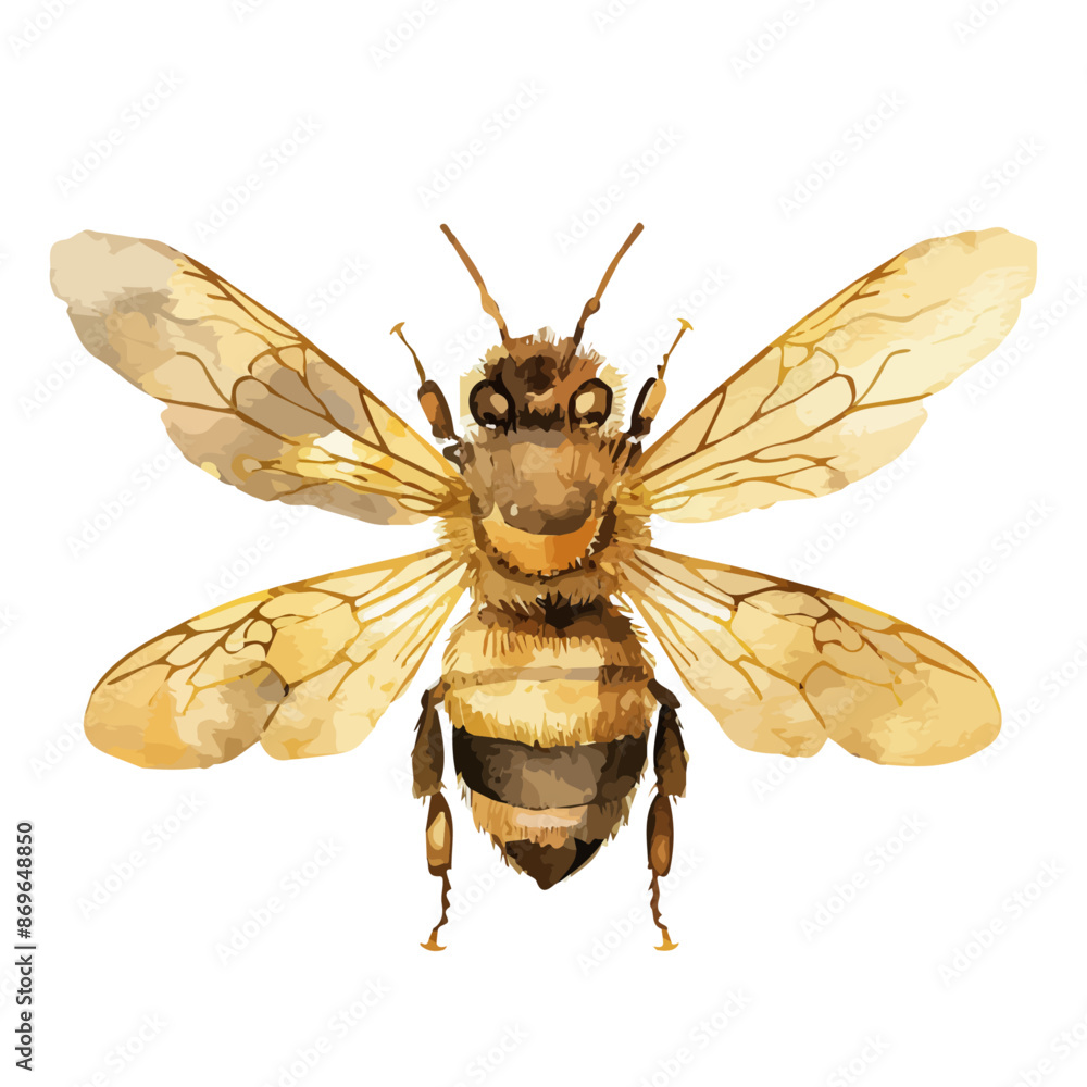 Watercolor of a honey bee, isolated on a white background, Bee vector ...