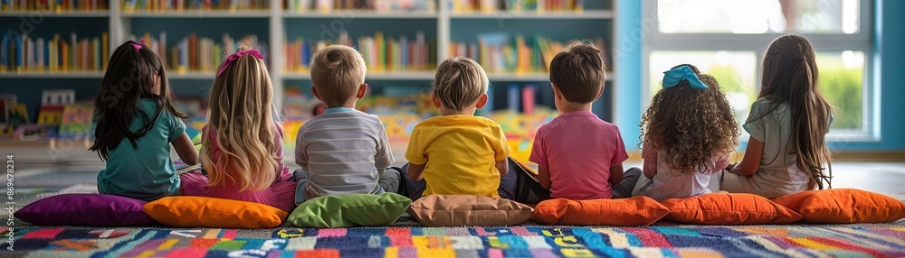 Prekindergarten students participating in a summer storytime session ...