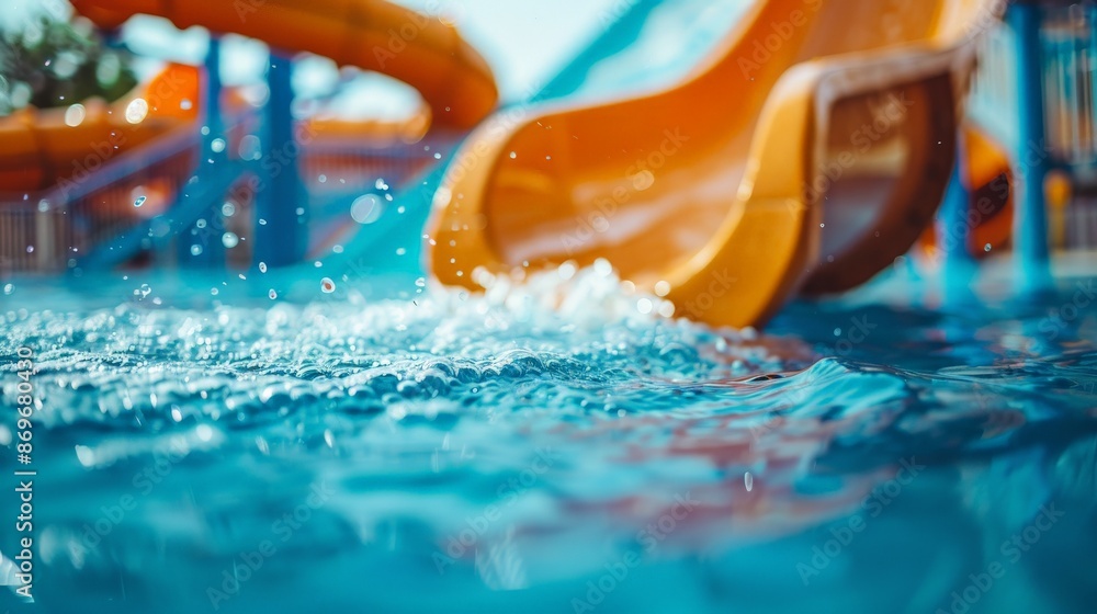 Water slide background banner with the arrival of orange aqua park ...