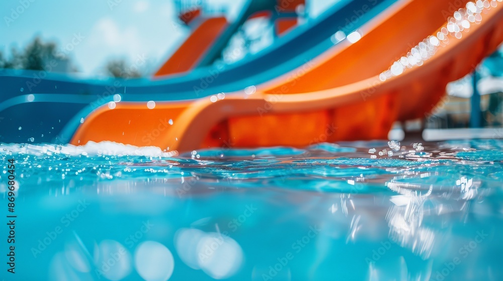 Water slide background banner with the arrival of orange aqua park ...