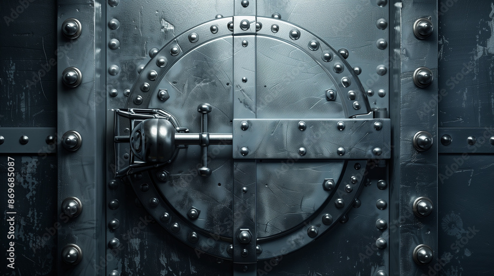 metallic safe door made from solid steel, vault for banking and storage ...