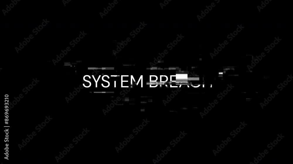 System breach text with screen effects of technological failures ...