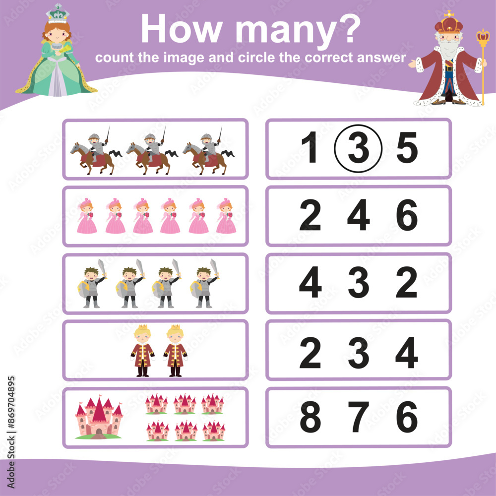 Count and circle answer for children. Exercise for children to ...