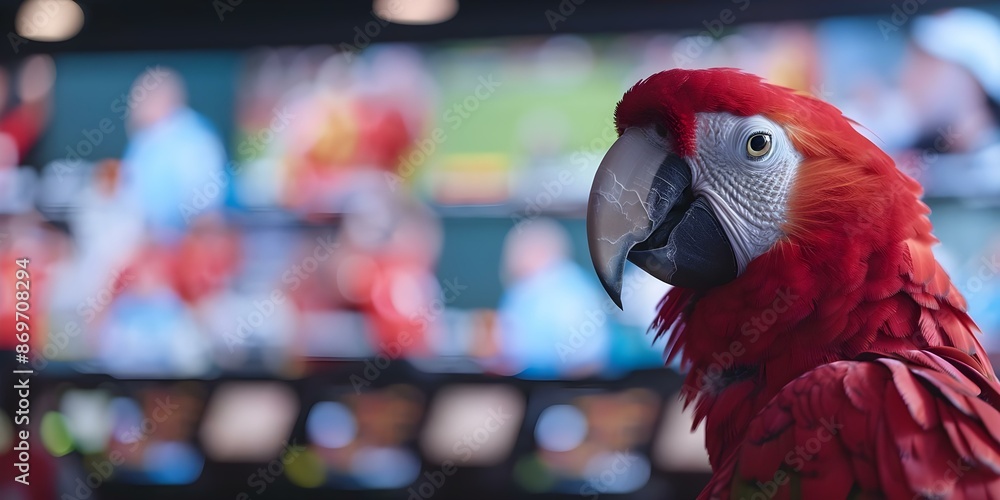 Parrot providing commentary on sports highlights with player statistics ... Parrot providing commentary on sports highlights with player statistics ...