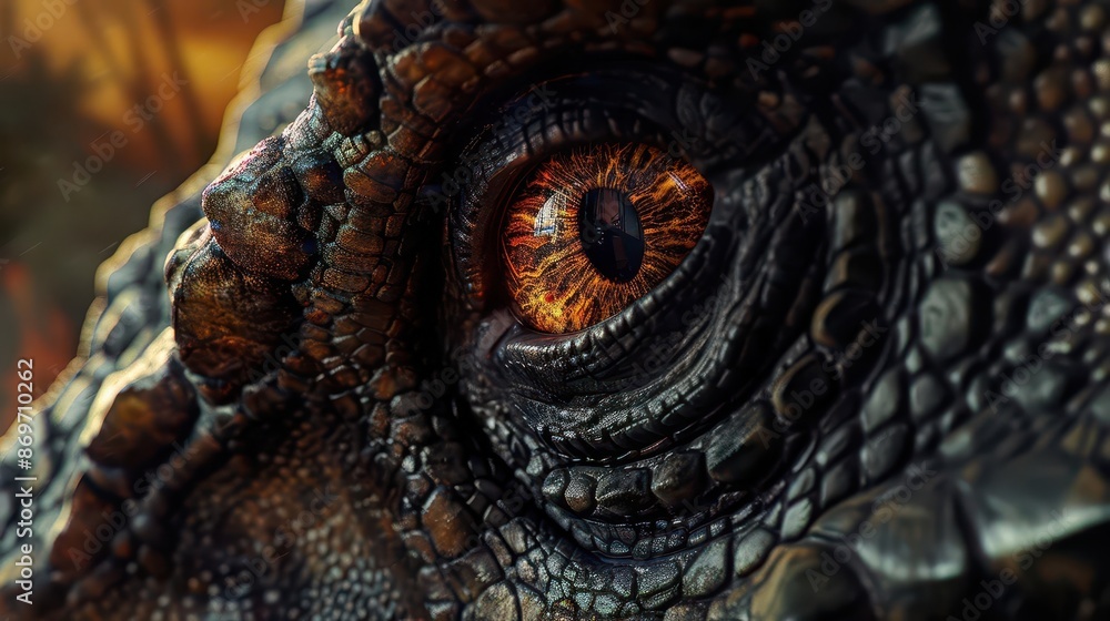hyperrealistic closeup of trex eye reptilian texture fierce gaze ...