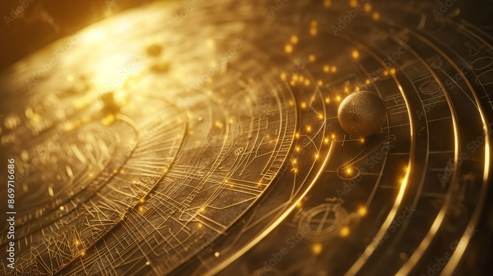 Detailed astrological chart with planets and symbols, mystical light ...