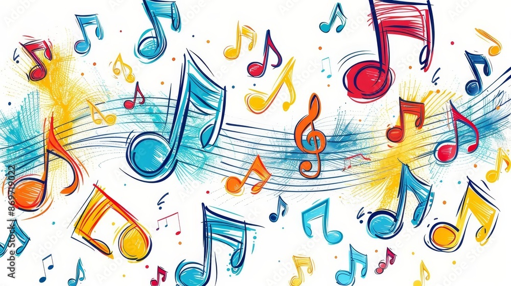 Continuous music line art note vector sketch illustration Abstract ...