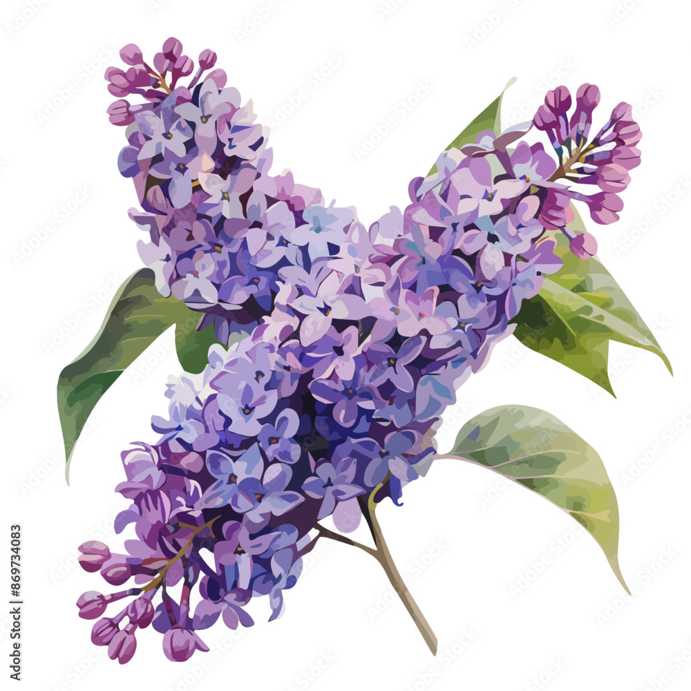 Watercolor vector of lilac plant, isolated on a white background ...