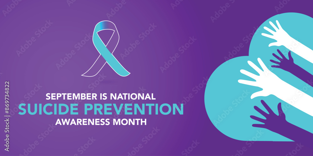 National suicide prevention awareness month - two hand with suicide ...