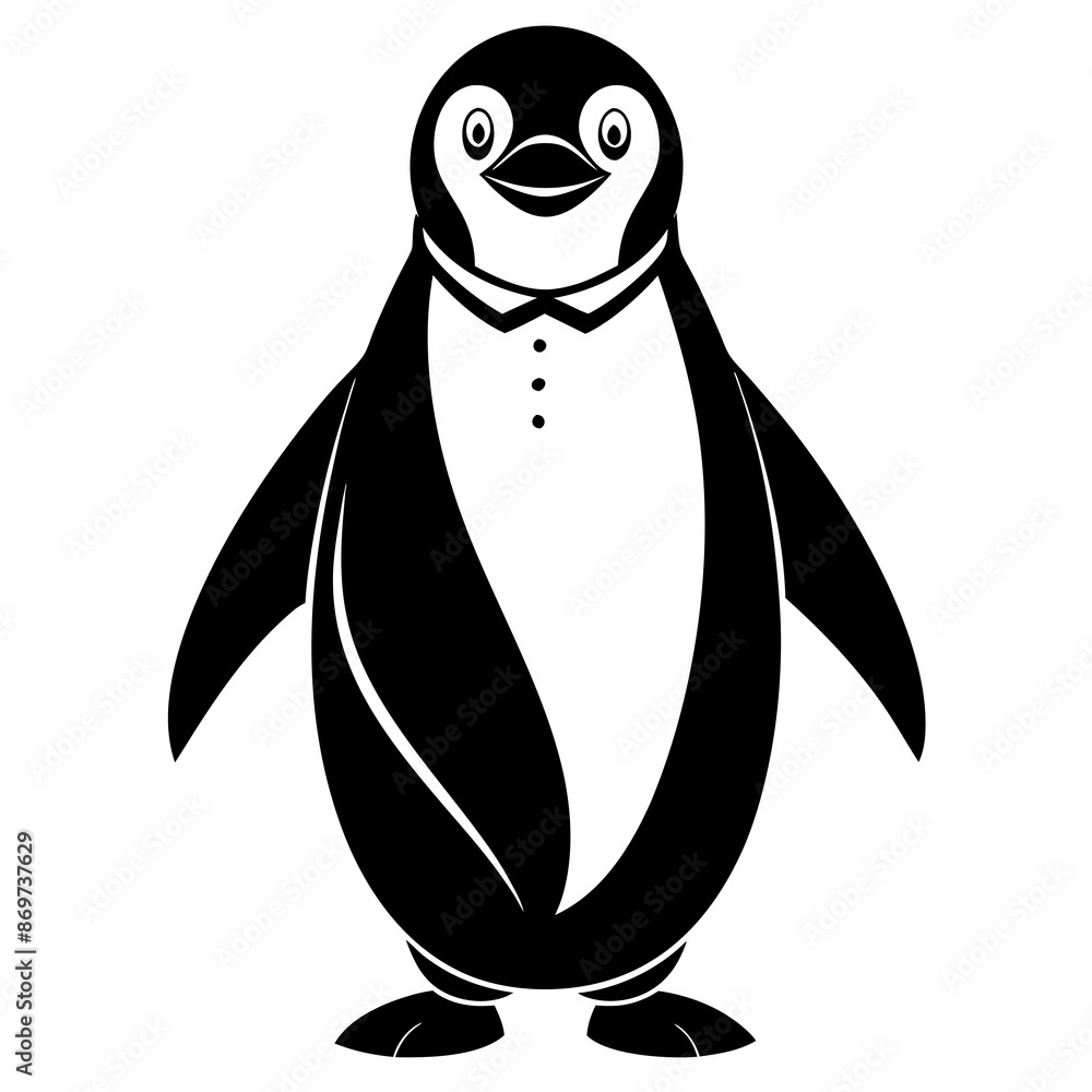 Linux Penguin (Tux) full body silhouette vector art illustration ...