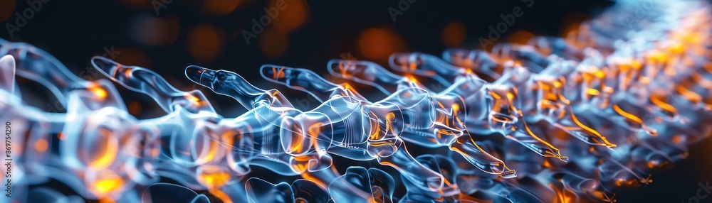 3D visualization of the human spine with vertebrae and discs, Xray ...