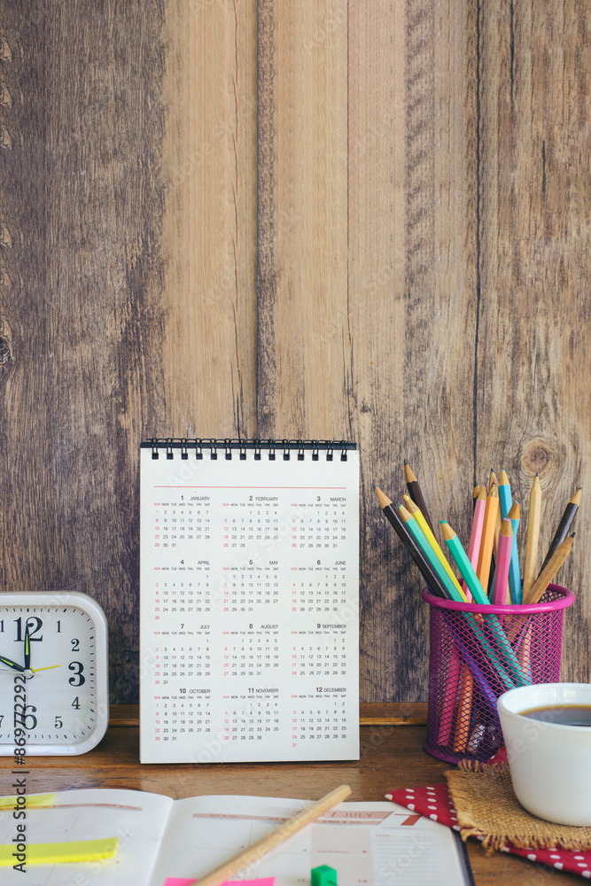 2024 Calendar desk place on business table. Desktop Calender for ...