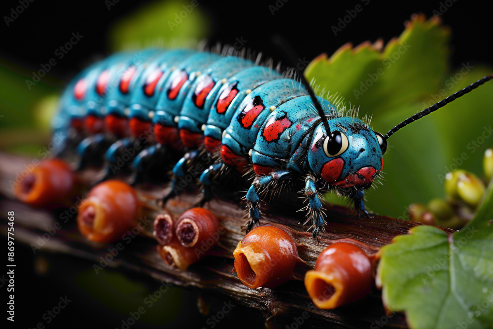 Foto de A close-up of a caterpillar, its vibrant colors and unique ...