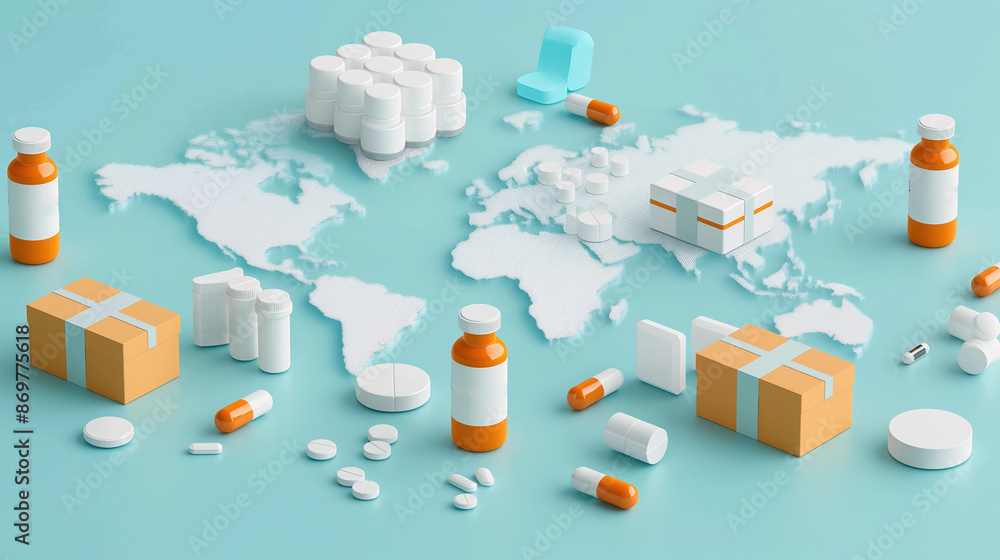 Global pharmaceutical supply chain infographic, medication distribution ...