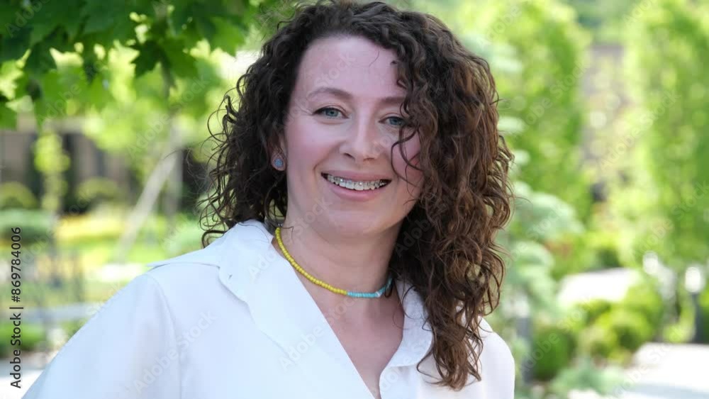 Love of teeth braces system, white background. Adult woman like ...