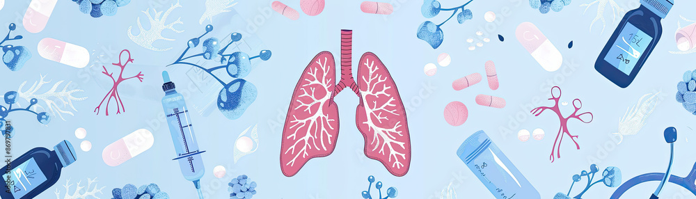 Formal World Bronchiectasis Day banner with lung diagrams, bronchial ...