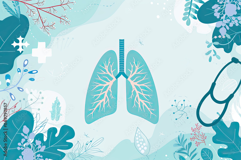 World Bronchiectasis Day banner with lung and bronchial diagrams, blues ...
