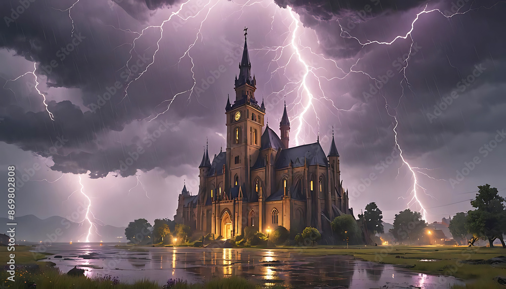 helle zuckende Blitze donnernd in dunklen tosenden Gewitter Wolken voll ...
