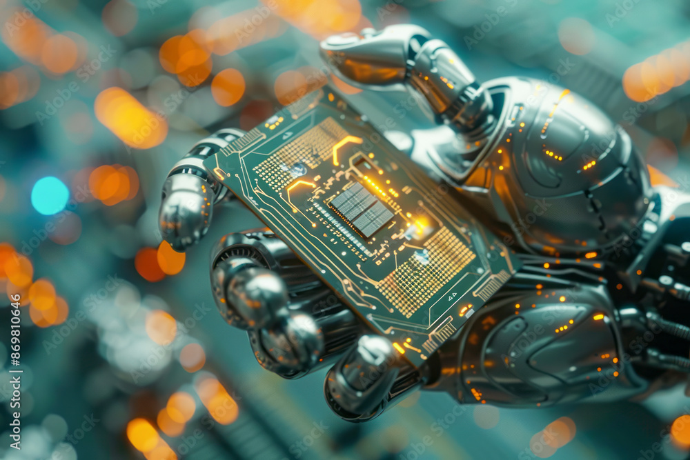 Cutting-Edge Robot Arm Showcasing State-of-the-Art Computer Processor ...