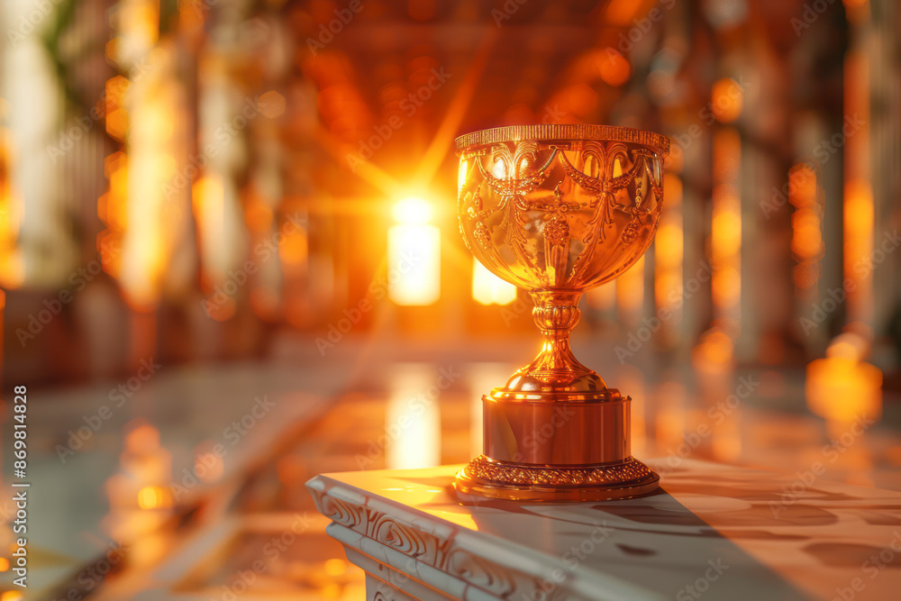 Golden Trophy Shines on Podium in Stunning 3D Scene Winner of CG ...