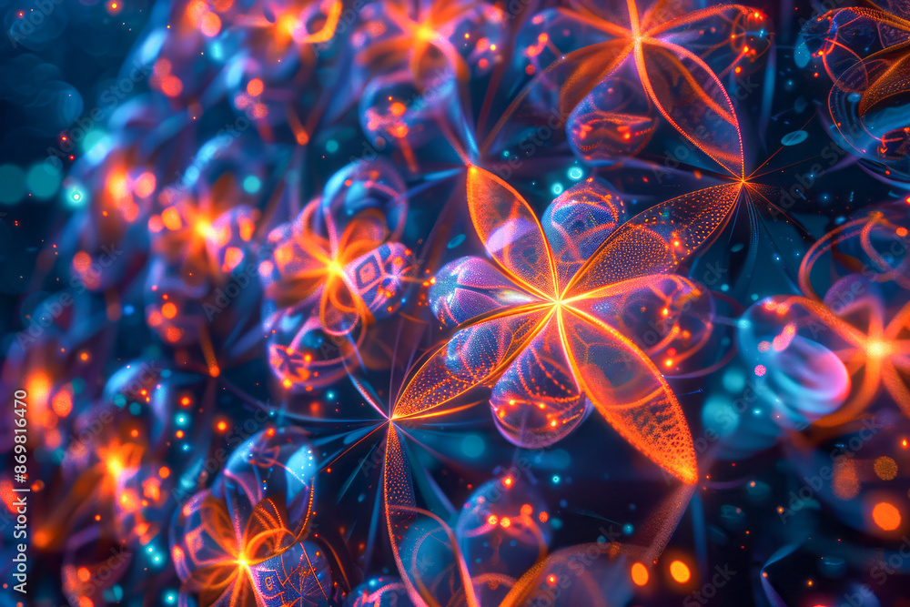 Neon Sacred Geometry A Psychedelic 3D Fractalized Flower of Life ...