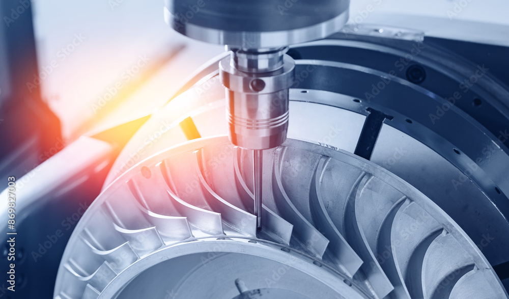 Banner industry CNC, milling machine process cutting turbine impeller ...