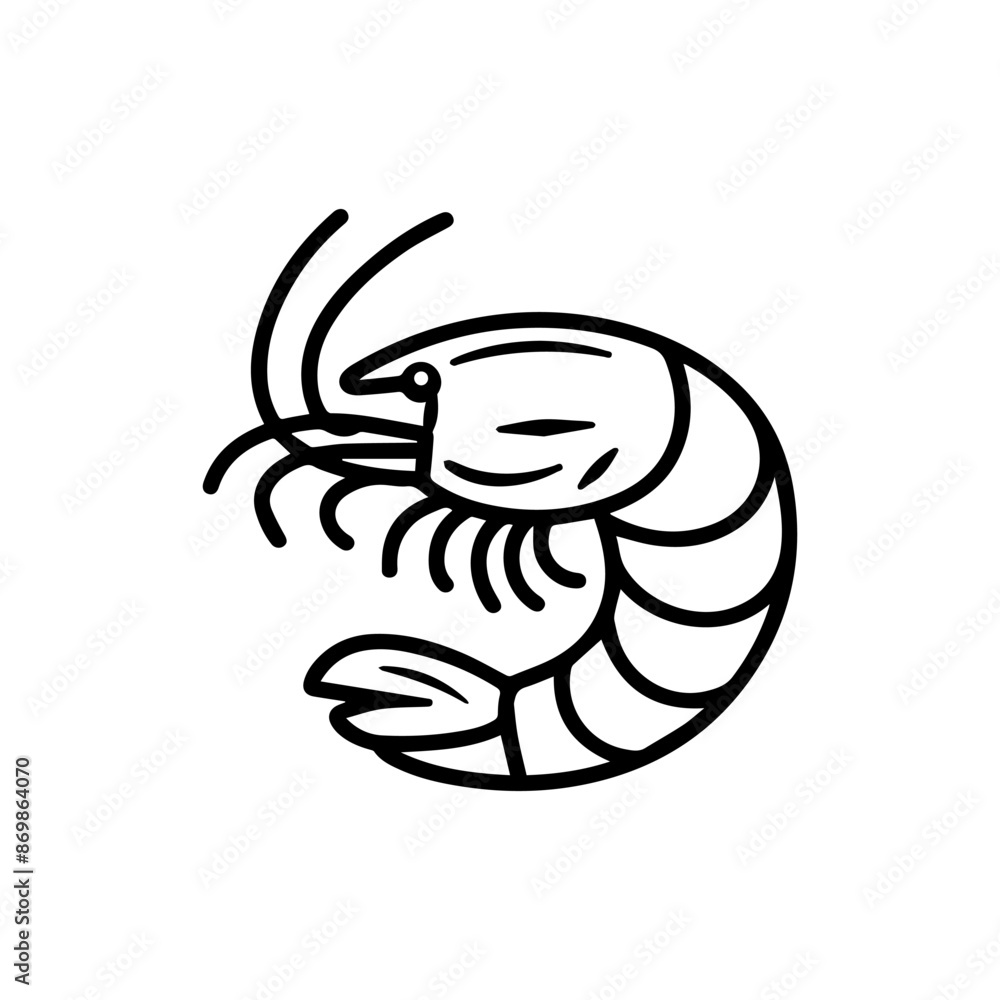 prawn icon or modern line symbol. Vector line art and icon design with ...