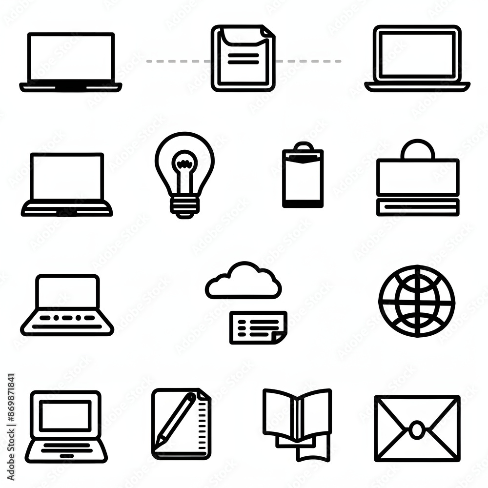 e-learning line icons collection. education, school, knowledge, online ...