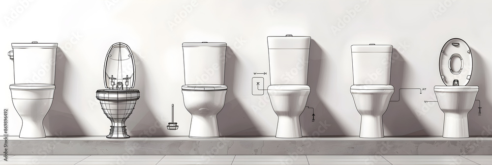An Illustrated Guide to Different Types of Water Closets (WCs) Stock ...