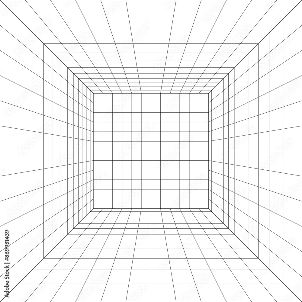 One Point Perspective Grid Vector ,One Room Perspective Grid Overlay ...
