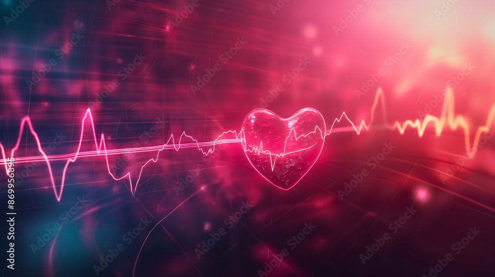 Human heart organ heartbeat illustration background. Pulse line ...