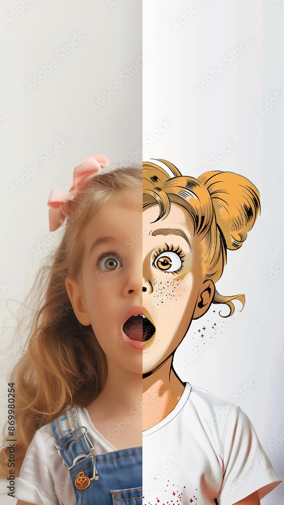 Side by side comparison of a real-life girl and her vintage cartoon ...