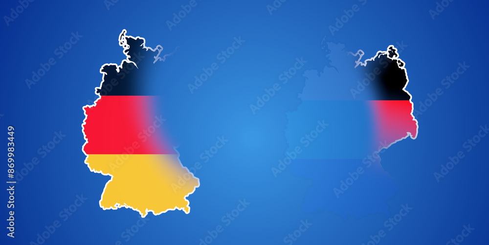 West Germany and East Germany with distance, divided Germany abstract ...