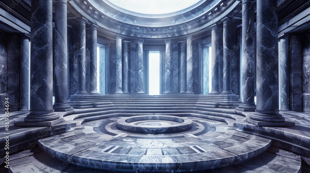 Elegant ancient hall featuring impressive marble columns and grand ...