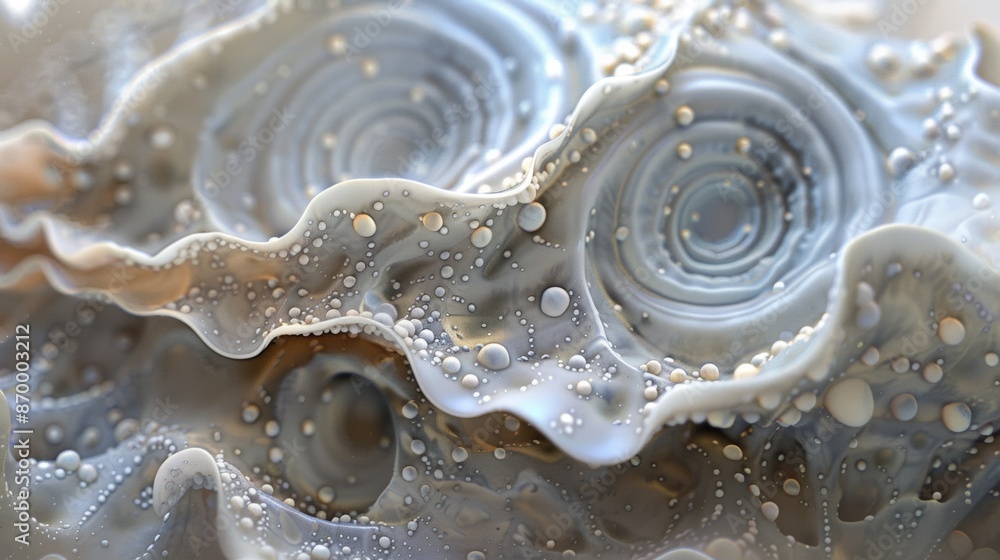 Abstract composition featuring intricate shell-inspired organic shapes ...