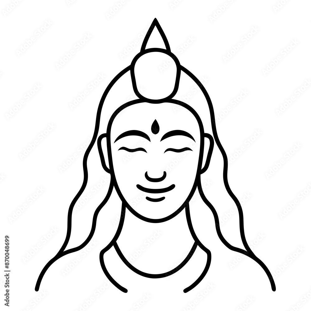 Lord Shiva Logo Icon vector illustration silhouette and line art Stock ...
