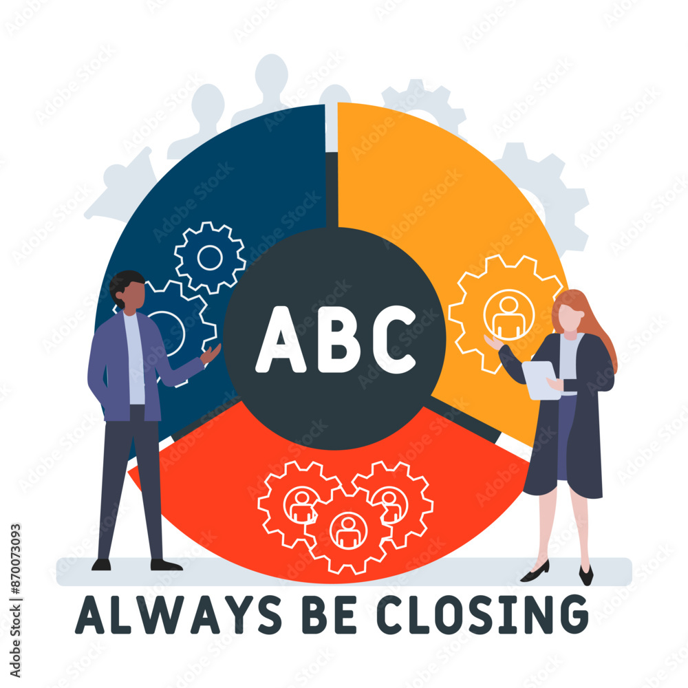 ABC - Always Be Closing acronym. business concept background. vector illustration concept with ...